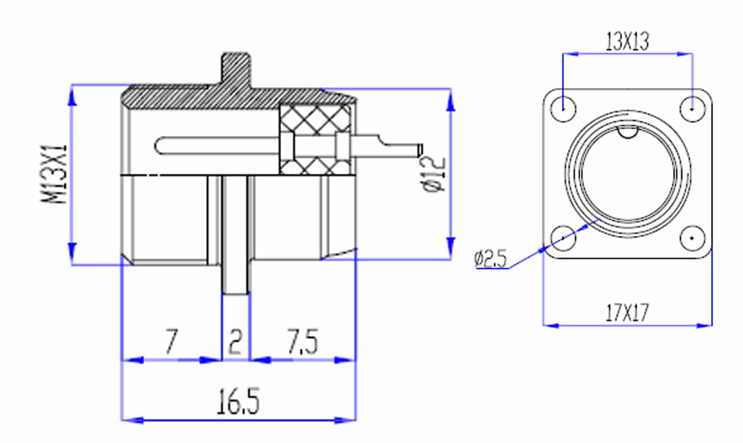4 Hole Flange Connector Straight Plug GX 12 Connector - Renhotecpro.com