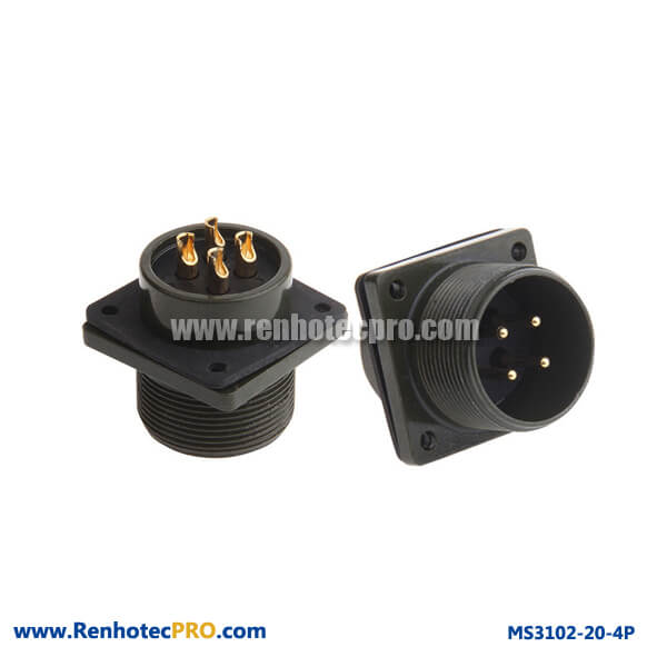 MS 5015 Connector 4 Pin Straight MS 3102 4 Hole Flange Mount ...
