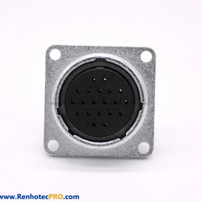 20 Pin Connector P28 Female Straight Socket Square 4 holes Flange ...