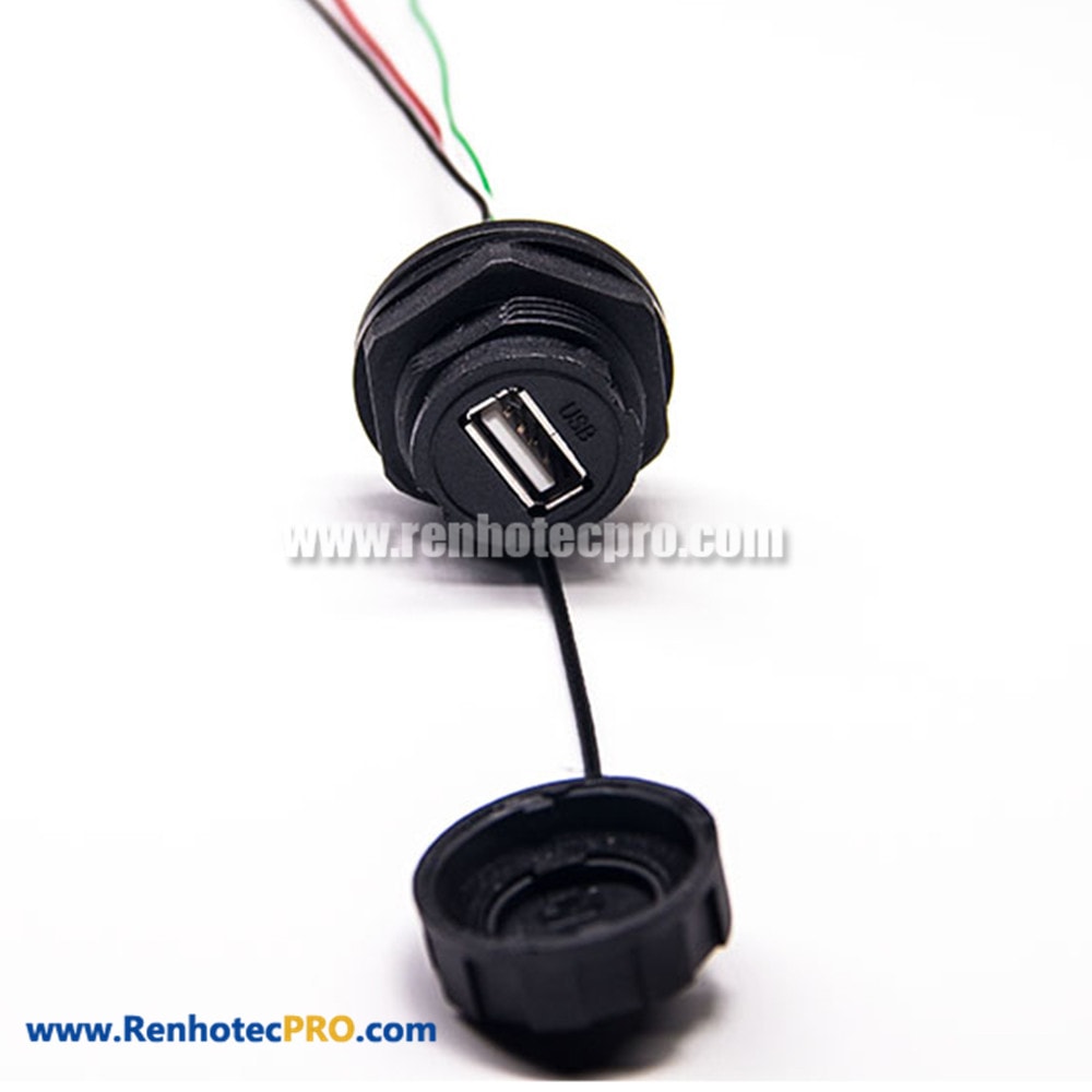 USB Waterproof Connector 2.0 Type A Female Front Panel Lock IP67 Socket ...
