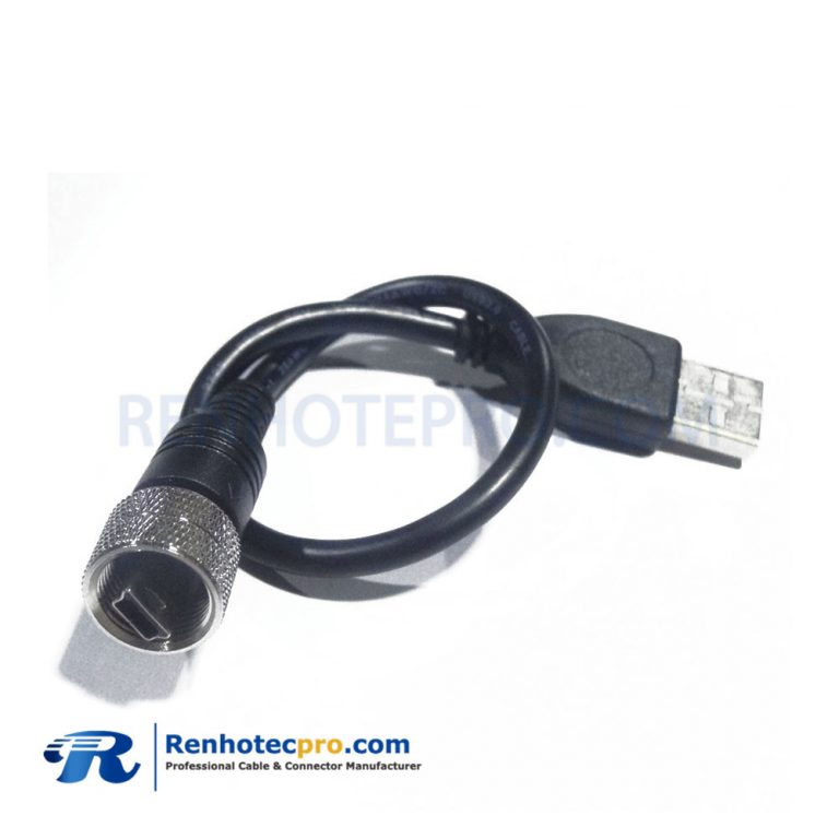 Waterproof Mini USB IP67 5pin Male M12-1.0 IP67 Panel Mount Mini USB ...